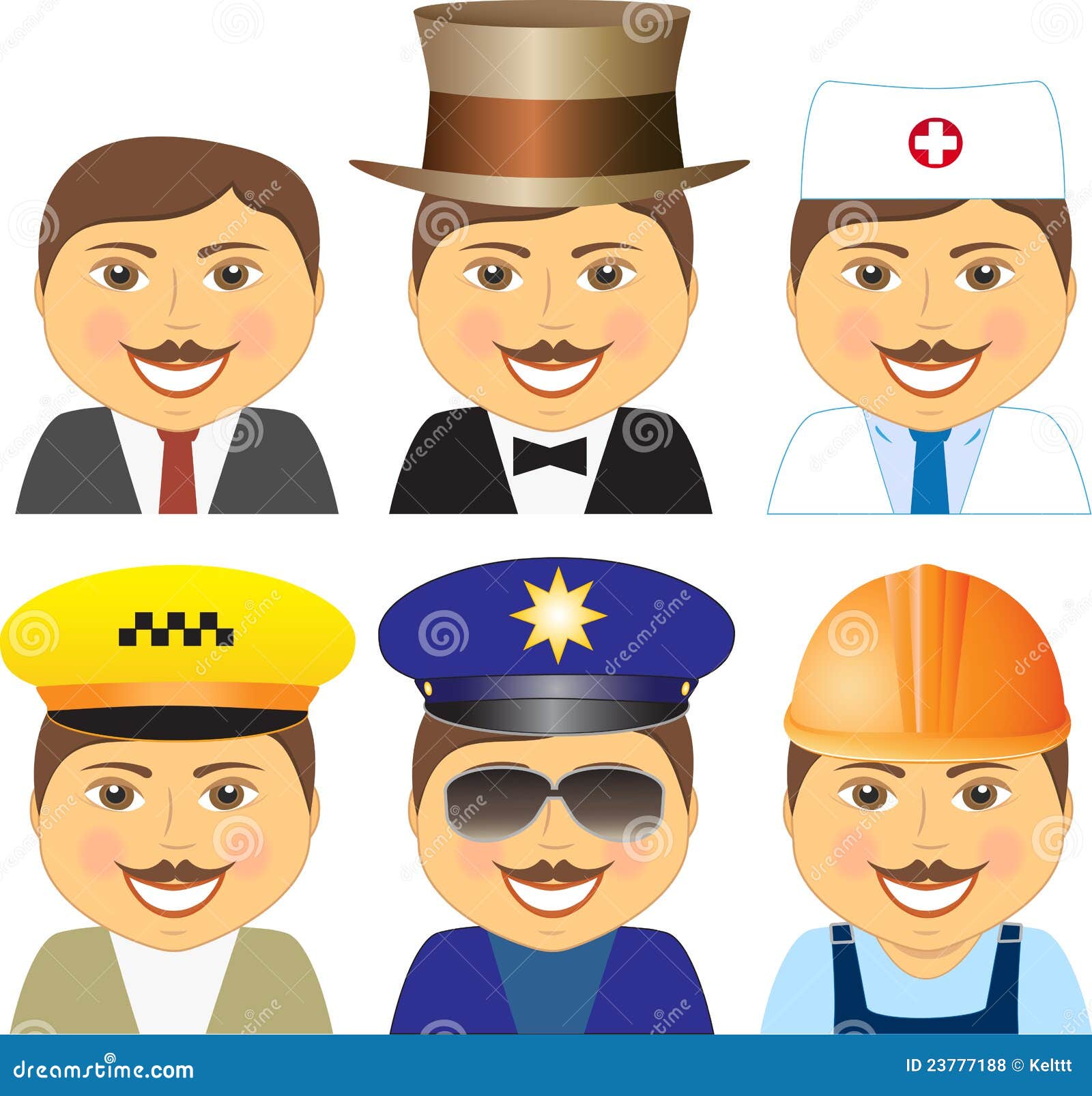 Set Smiling Mens Different Professions Stock Vector - Illustration of ...