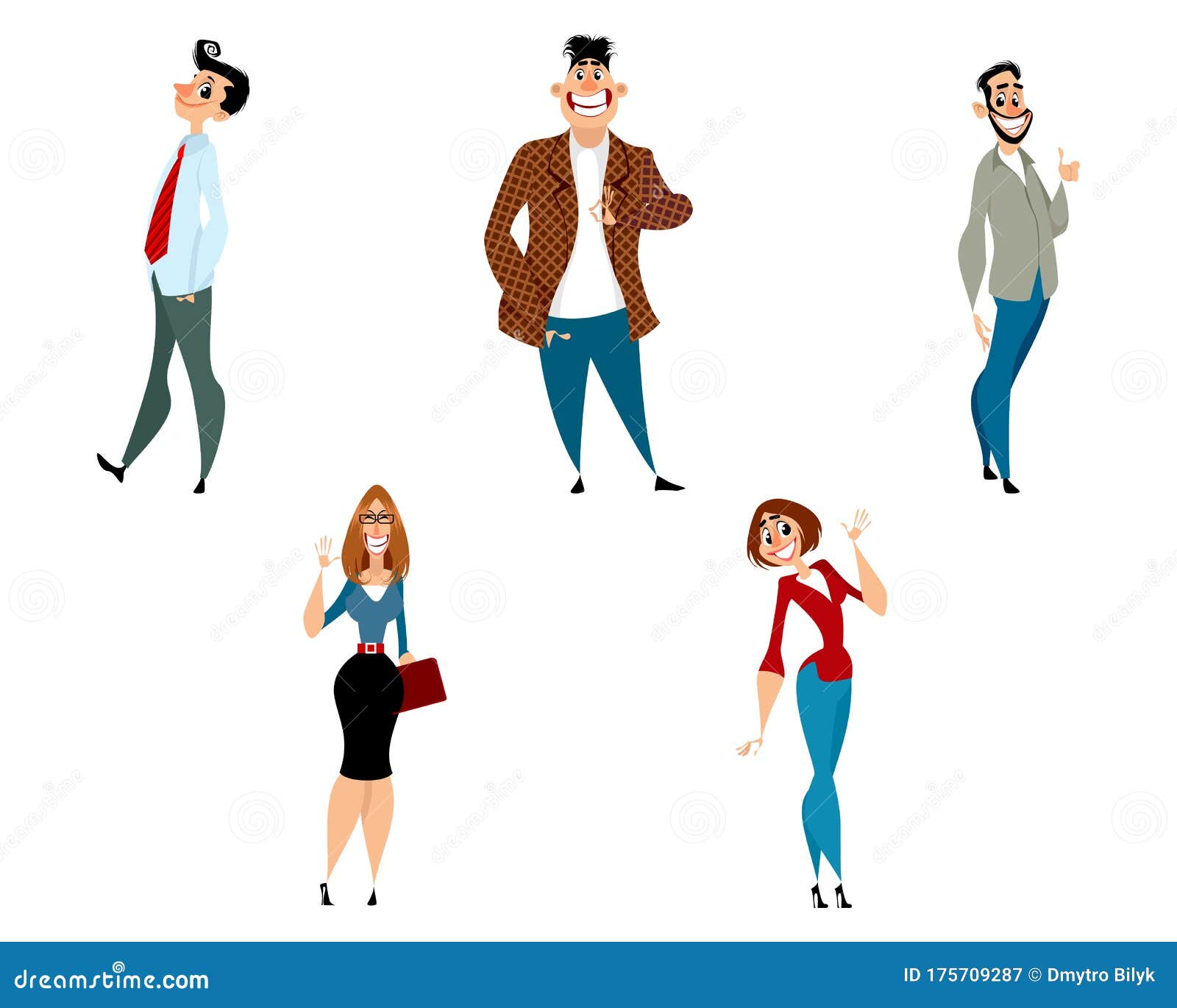 Set of Smiling Office Workers Stock Vector - Illustration of business ...