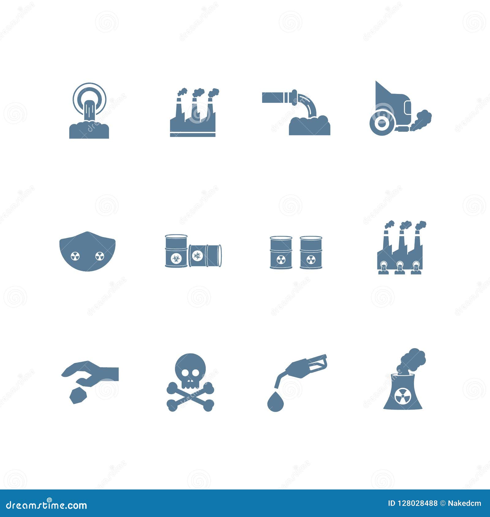 Set of Smog, Pollution Icon Flat Design Stock Vector - Illustration of ...