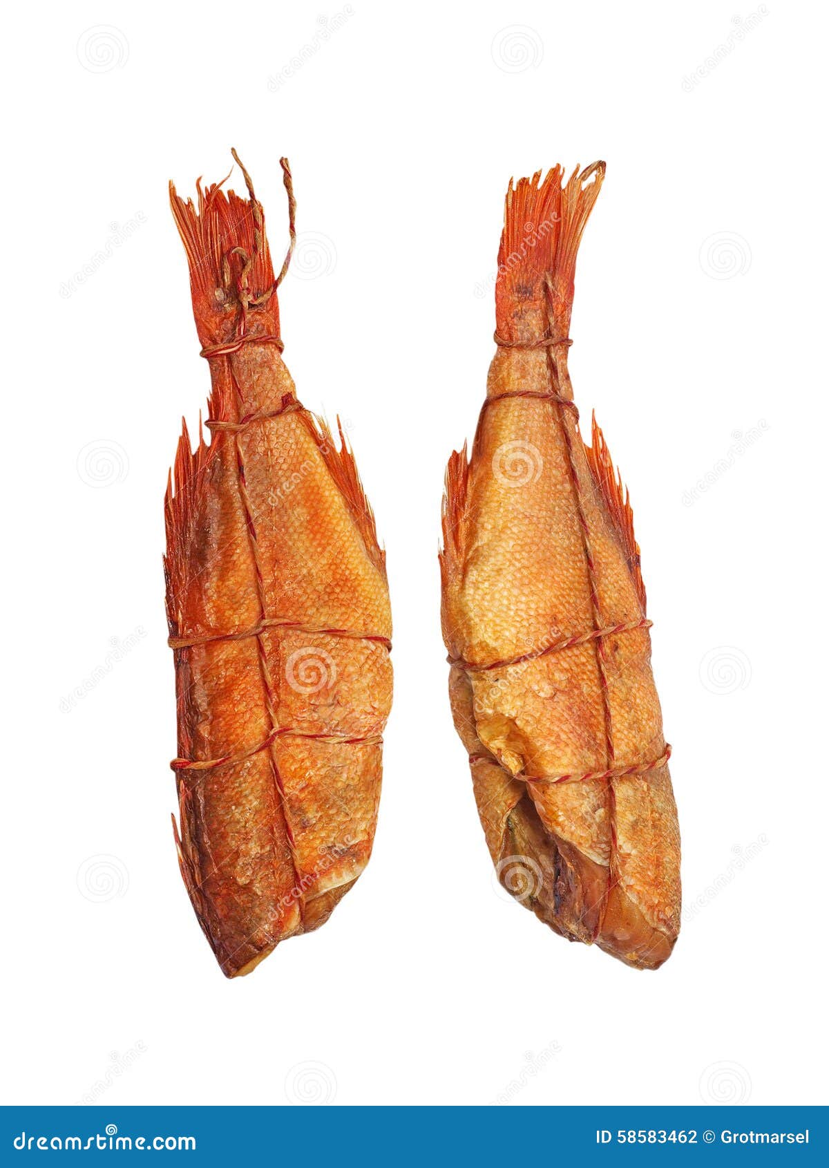 Set of Smoked Sea Perch Isolated on White Stock Photo - Image of dried ...