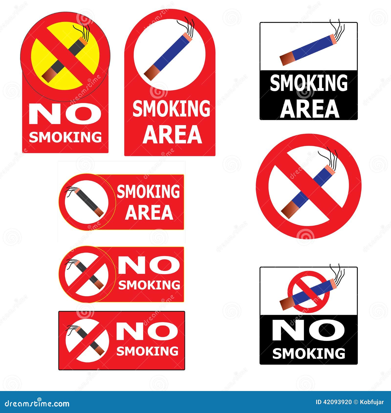 Set of Smoking an No Smoking Cigarette Sign Stock Vector - Illustration ...