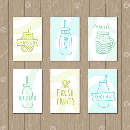 Set of smoothie cards. stock vector. Illustration of scrapbook - 82325204