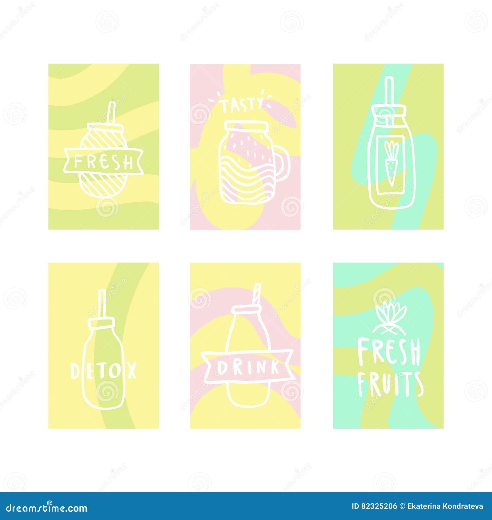 Set of smoothie cards. stock vector. Illustration of doodle - 82325206