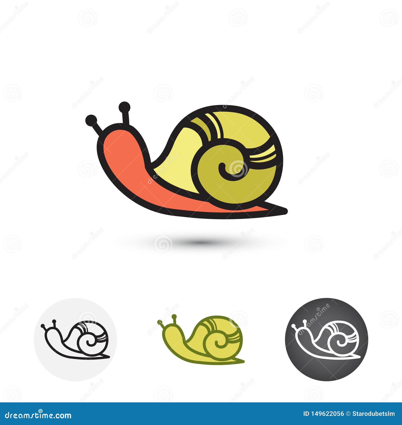 Set of snail logo stock vector. Illustration of white - 149622056