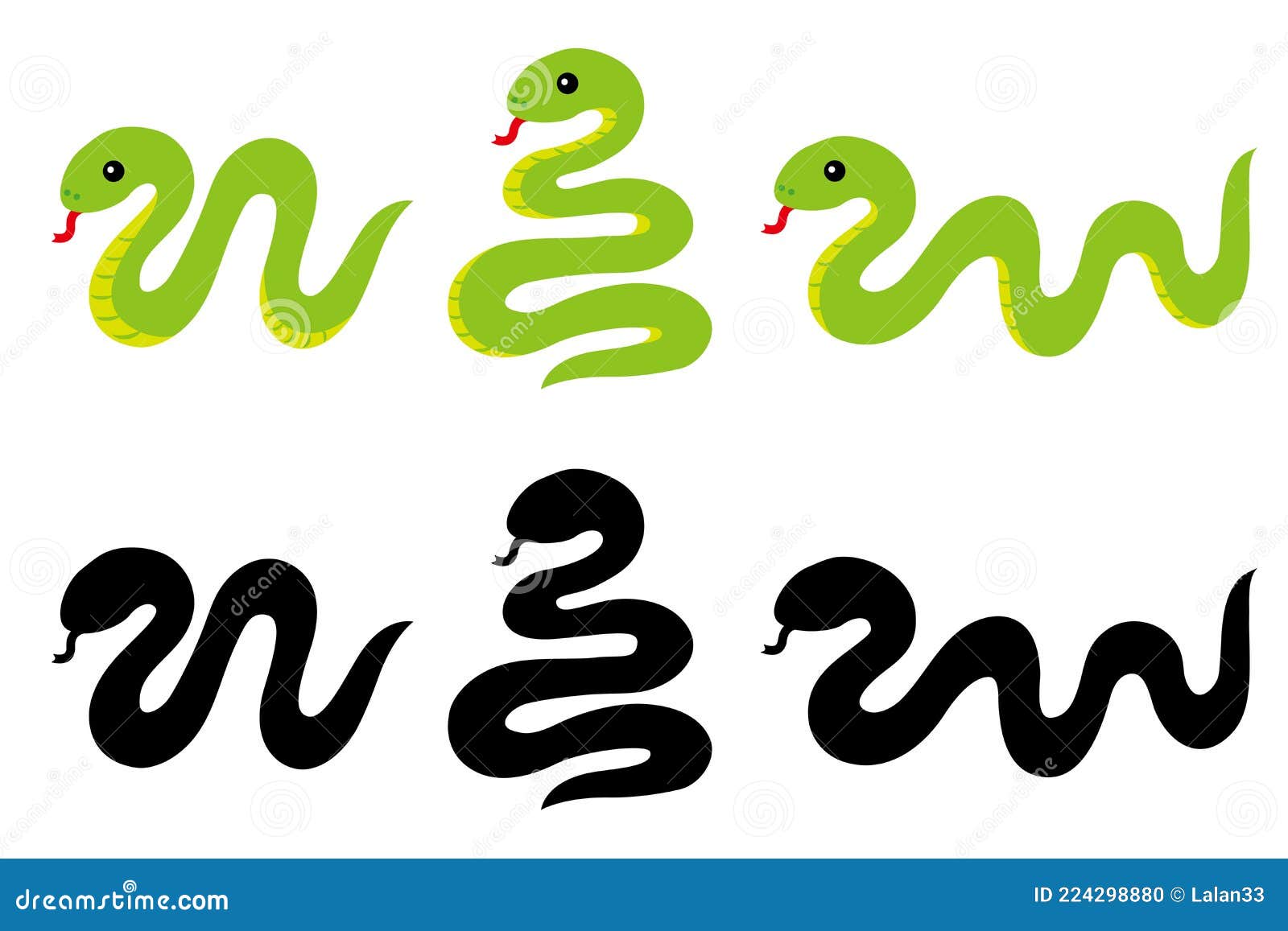 Set of Snake Illustrations. Vector Illustration. Stock Vector ...