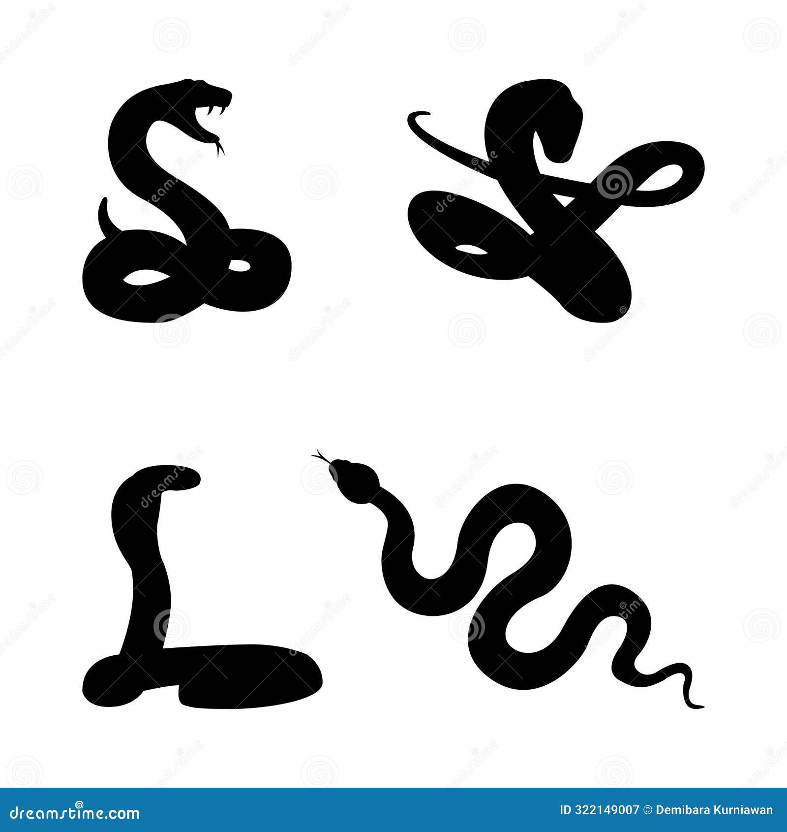 Set of Snake Silhouettes stock vector. Illustration of design - 322149007