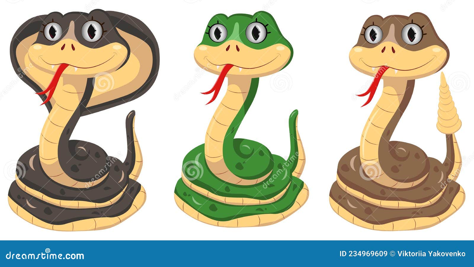 Set Of Cute Cartoon Snakes | CartoonDealer.com #234969609