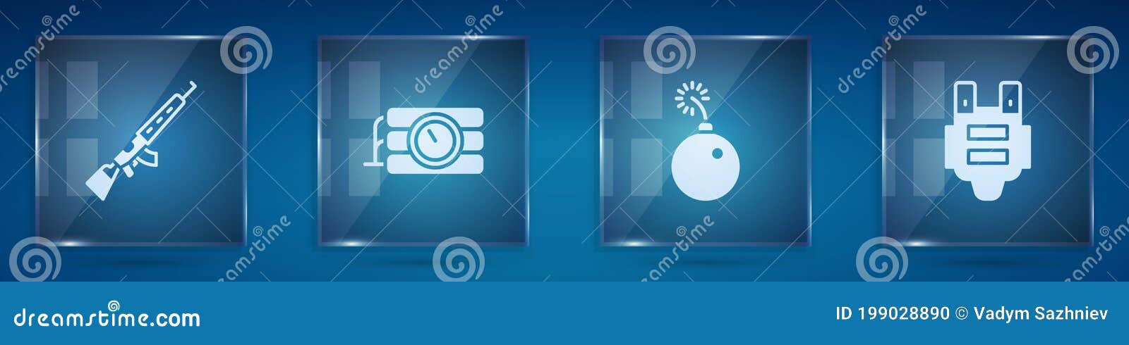 Set Sniper Rifle with Scope, Dynamite and Timer Clock, Bomb Ready To ...