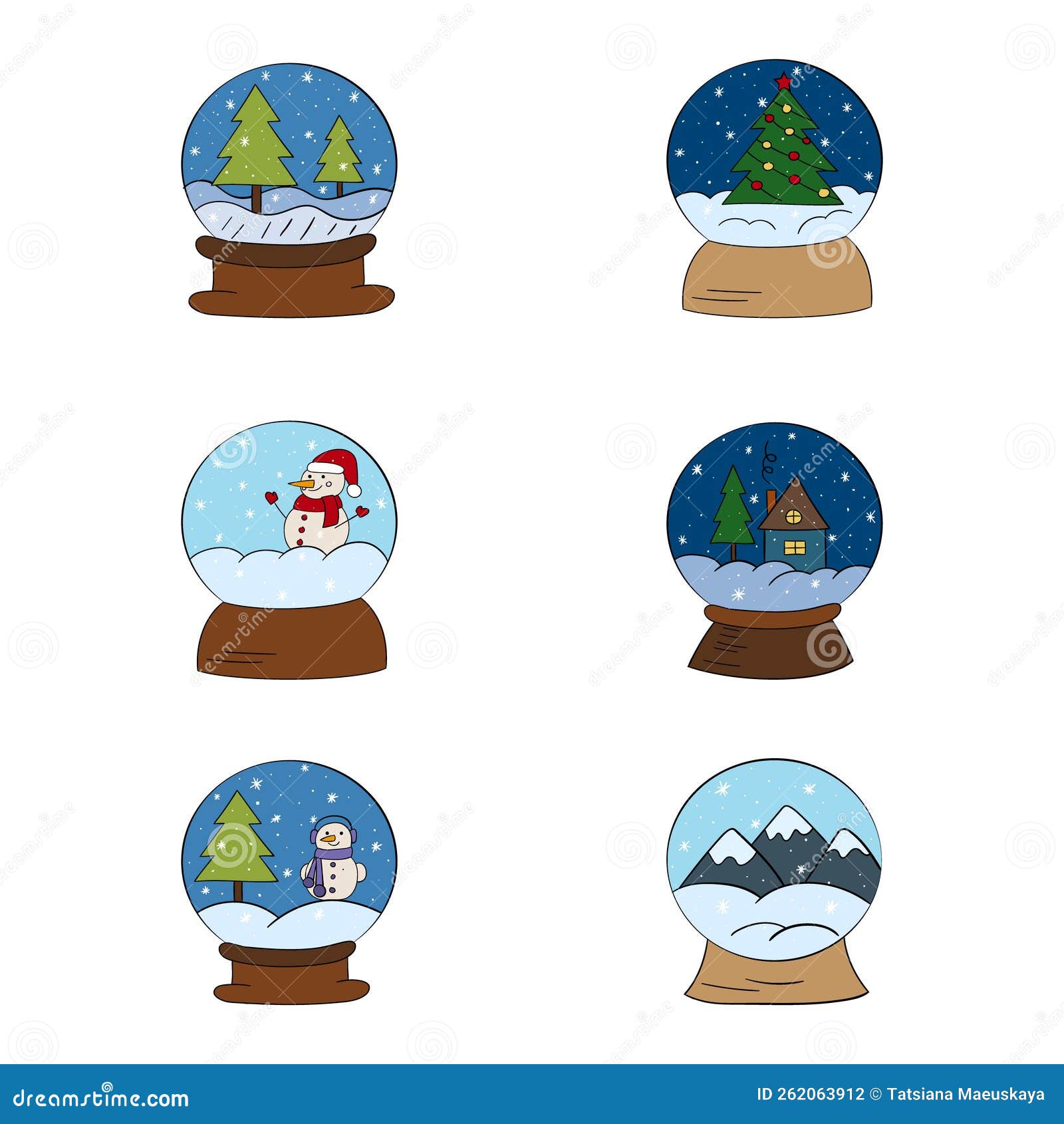 Set of Snow Balls, Vector Doodle Illustration Stock Vector ...