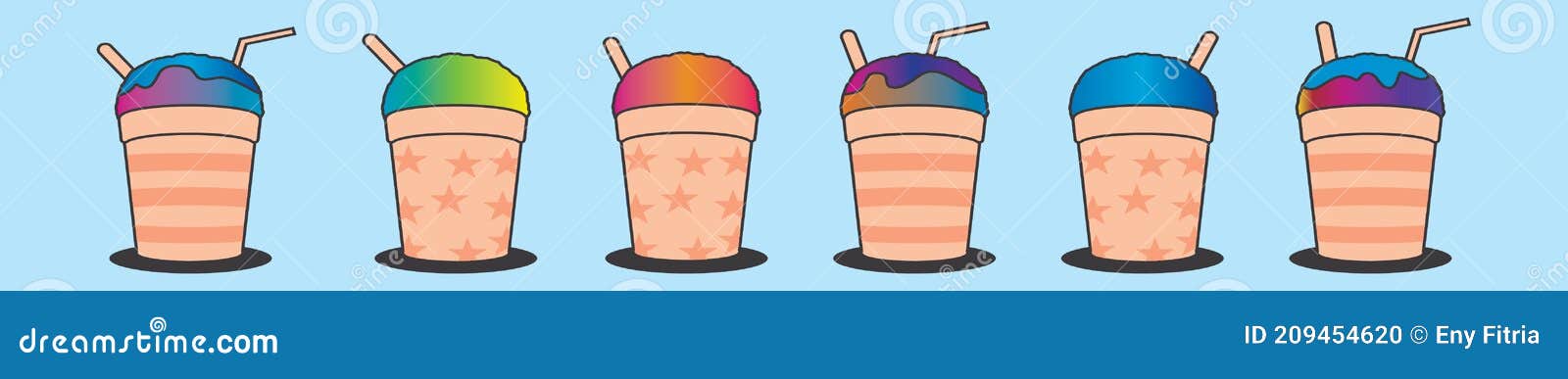 Set Of Snow Cone Cup Cartoon Icon Design Template With Various Models ...