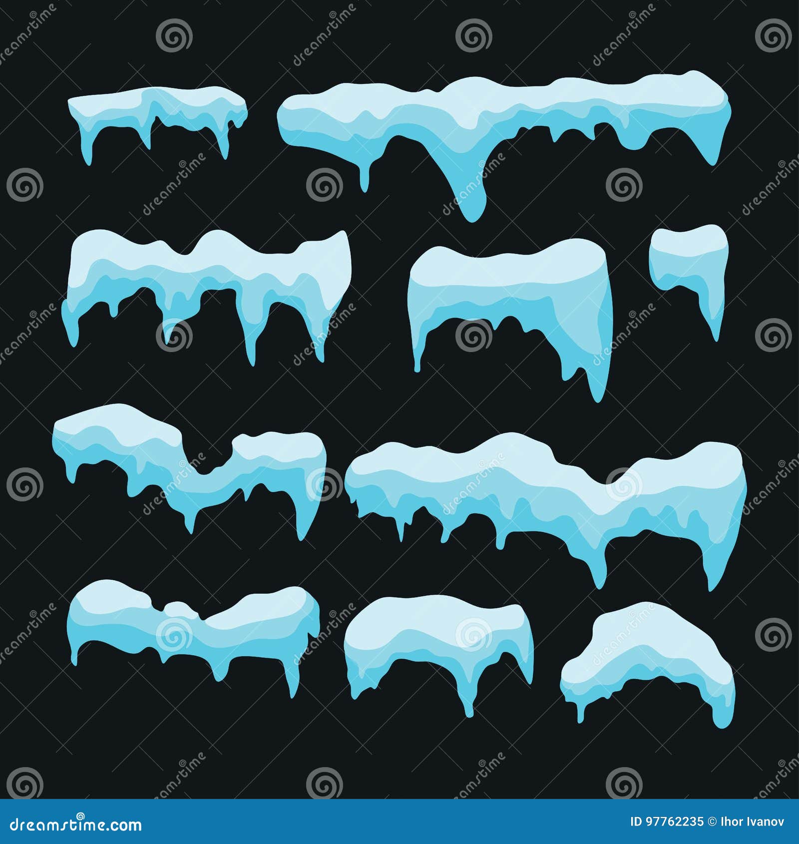 Set of Snow Elements, Image of Winter Snow, Template in Cartoon Stock ...