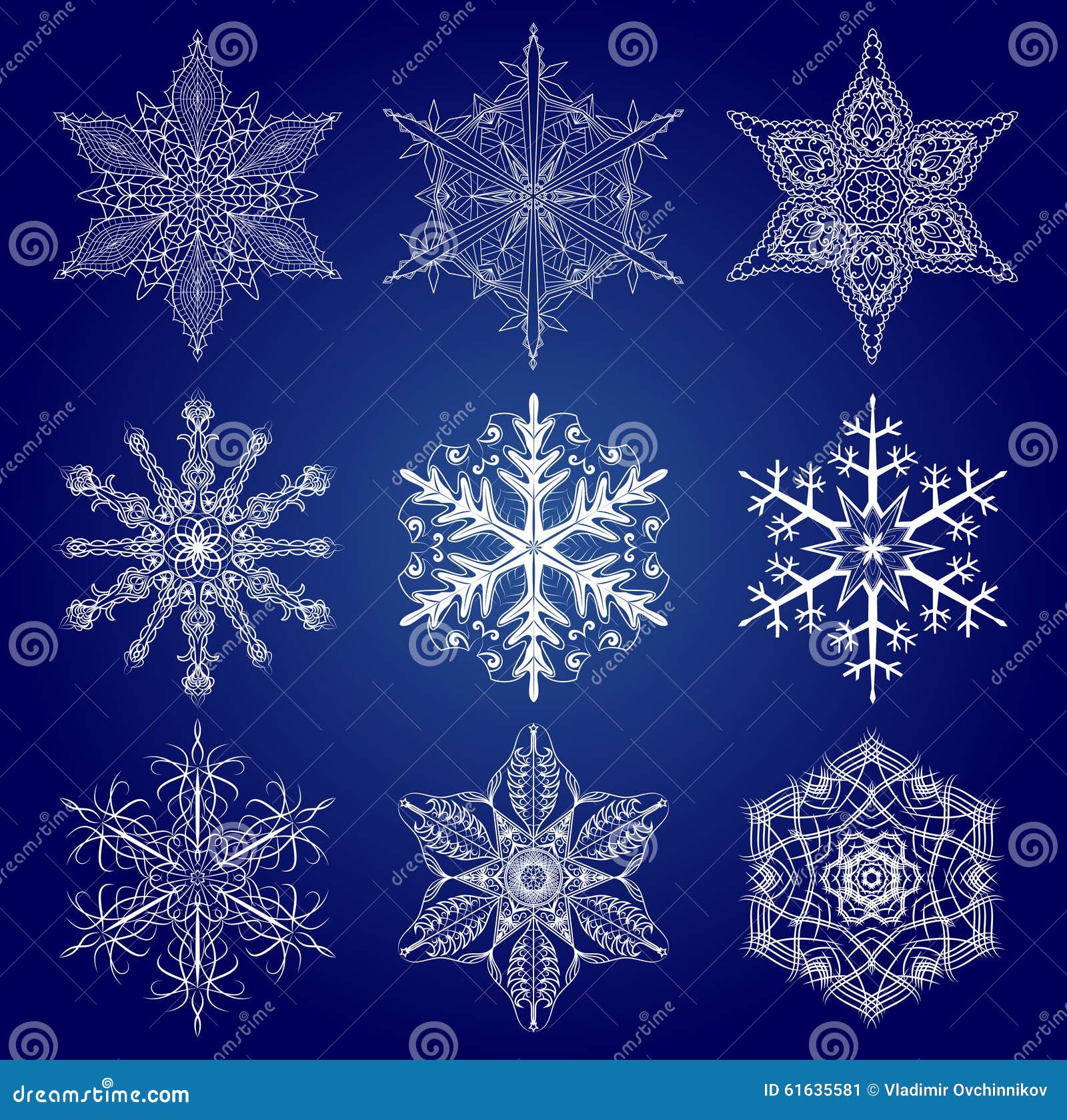 Set of Snow Flakes stock illustration. Illustration of shape - 61635581
