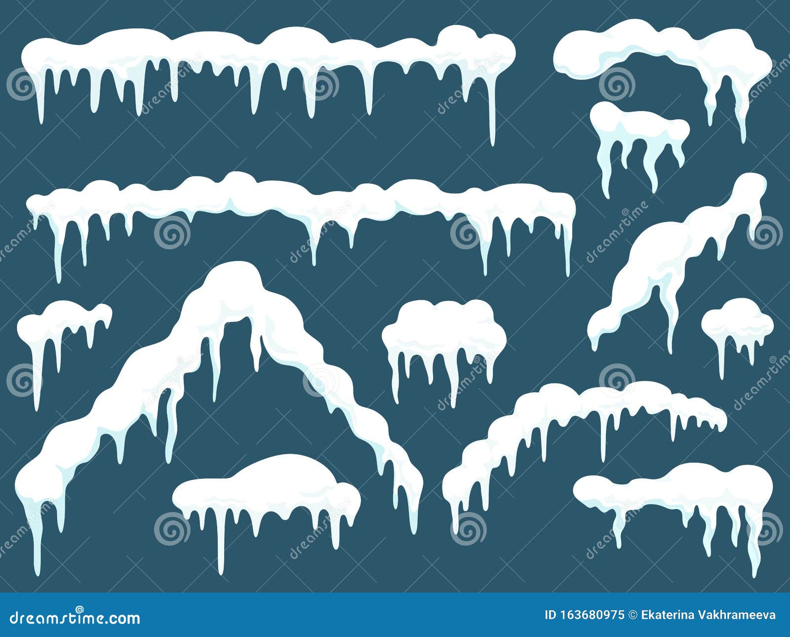 Set of Snow Icicles, Snow Caps. Snowy Elements for Decor and Web ...