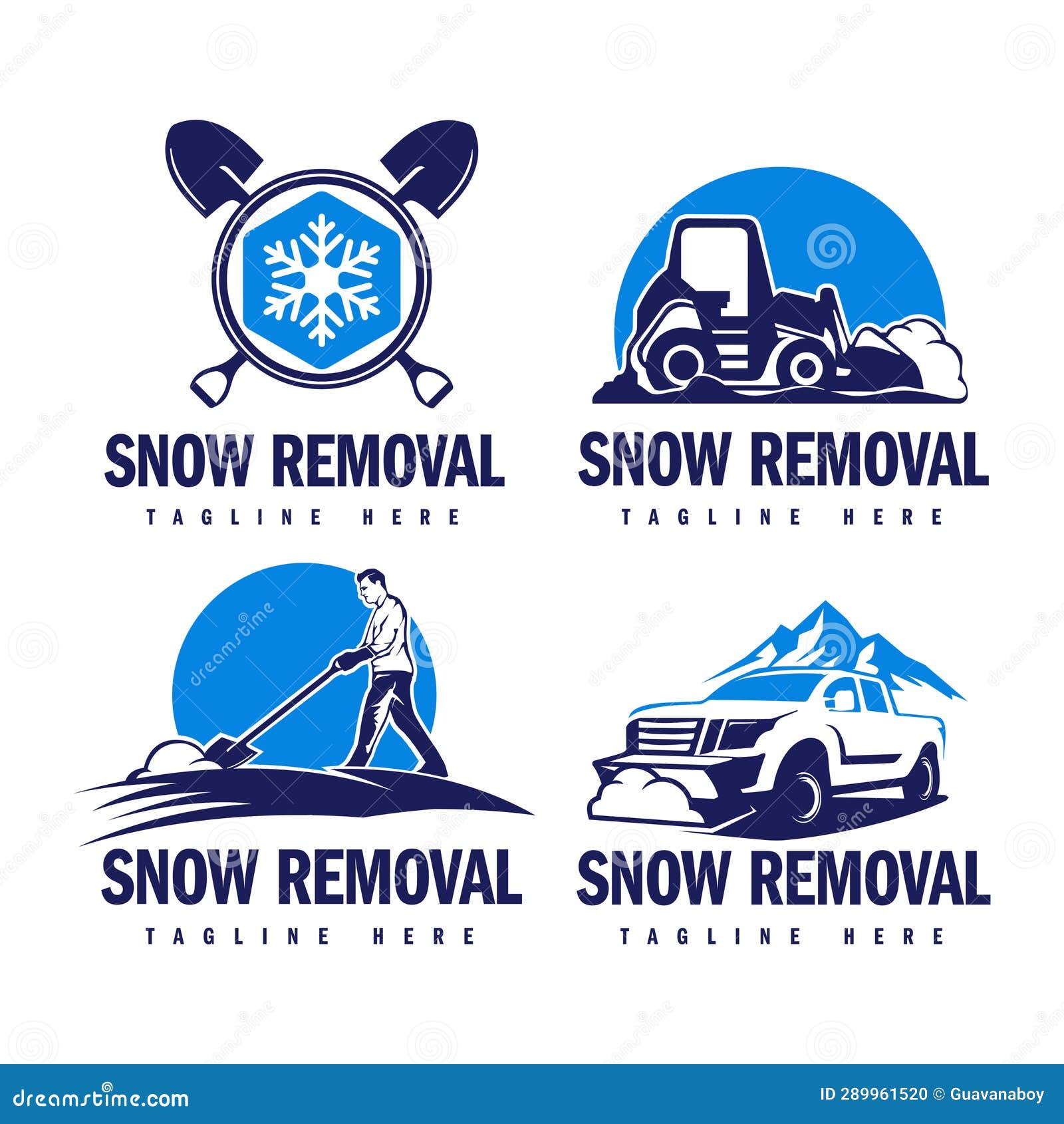 Set of Snow Removal Logo Design, Snow Plowing Logo Illustration Stock ...