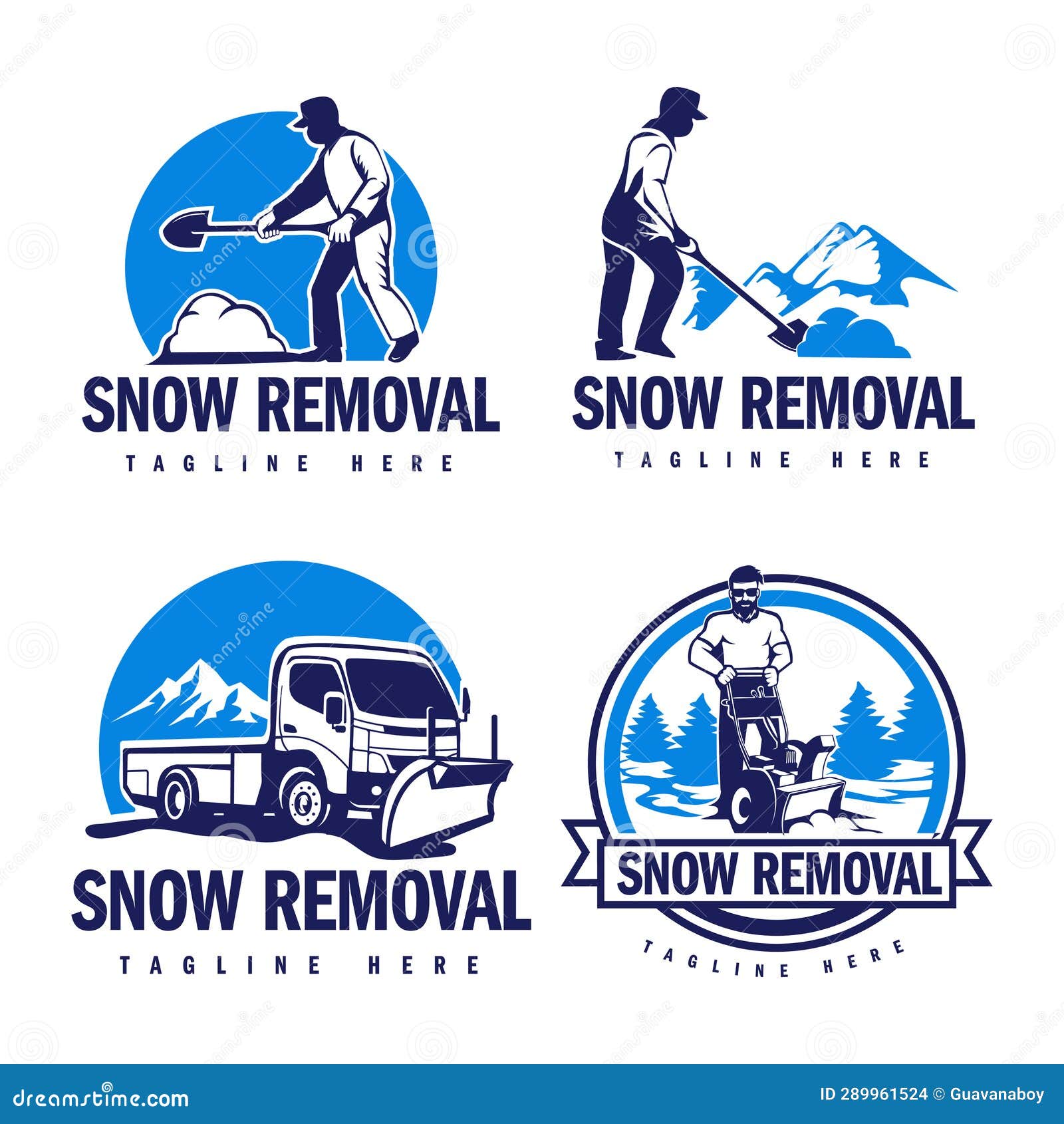Set of Snow Removal Logo Design, Snow Plowing Logo Illustration Stock ...