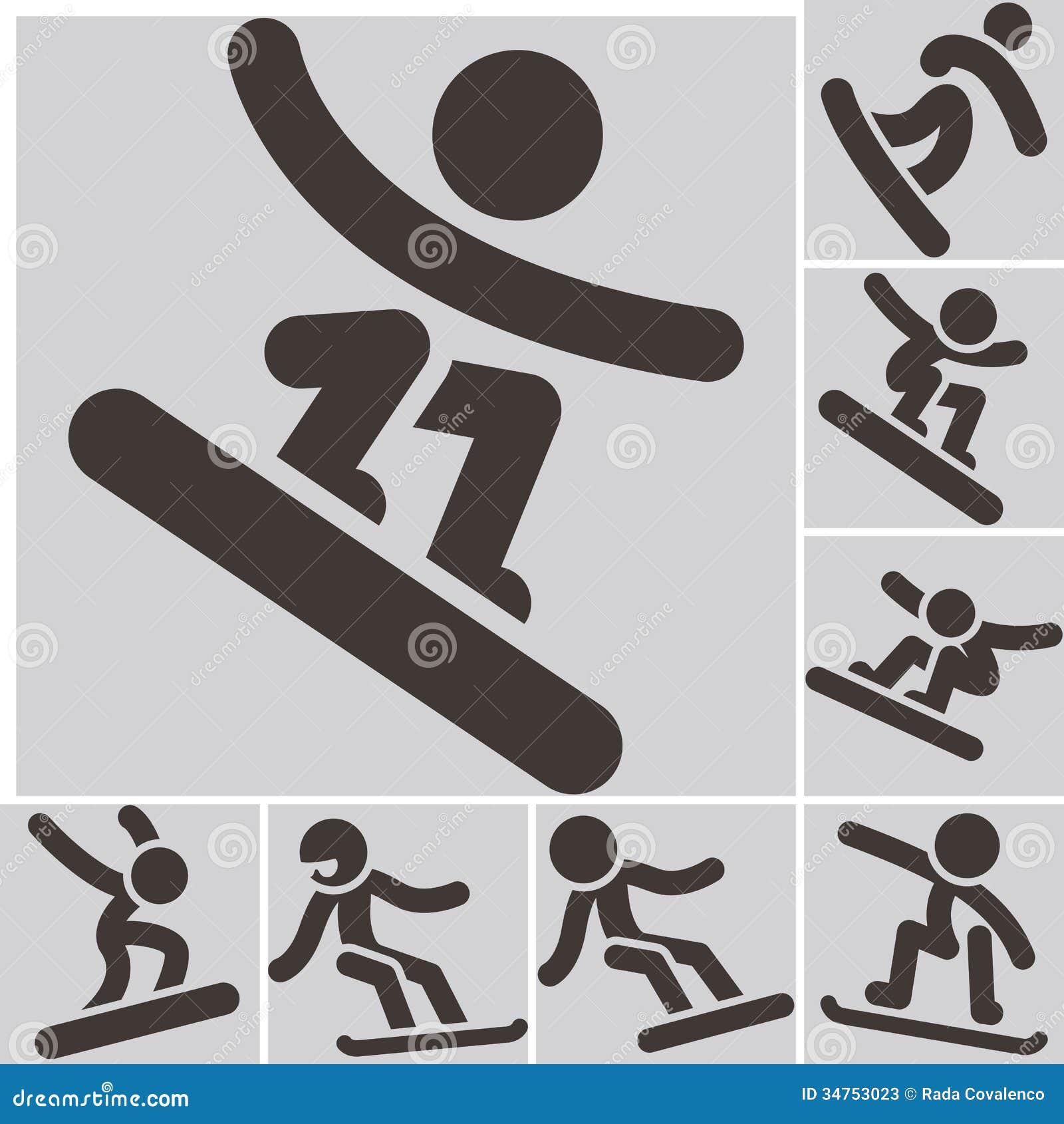 Set snowboard icons stock vector. Illustration of snow - 34753023