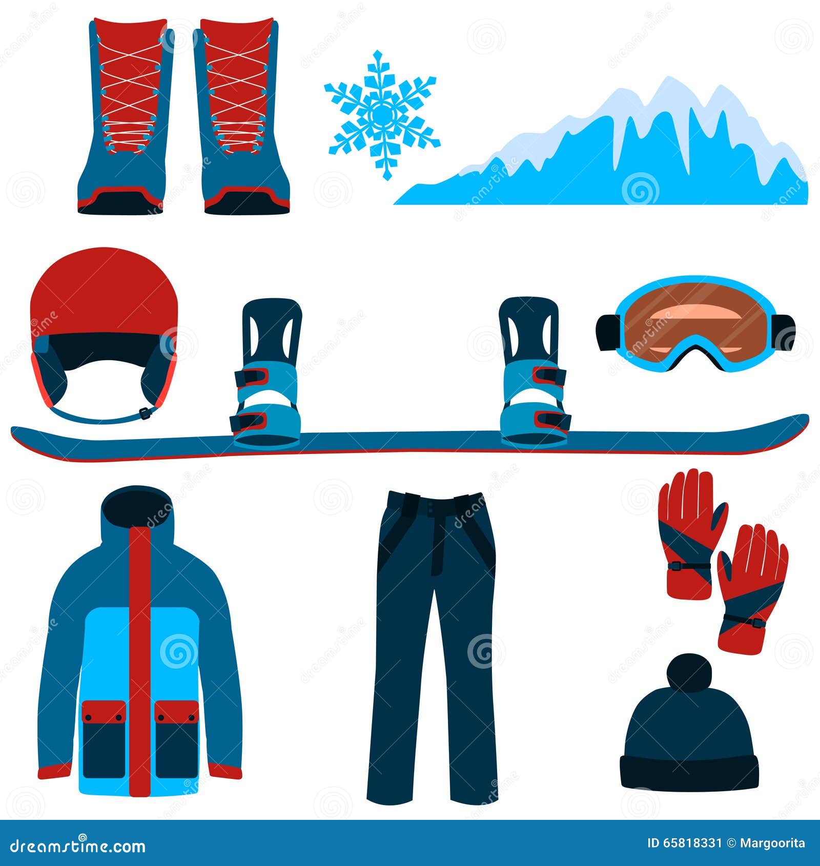 Set snowboarding stock vector. Illustration of snowflake - 65818331
