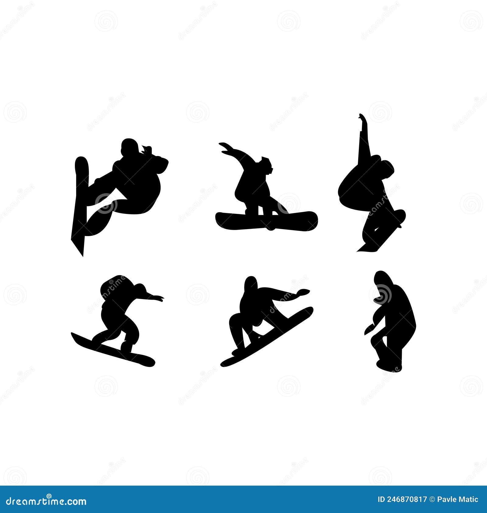 Set of Snowboarding Tricks on White Background Stock Vector ...