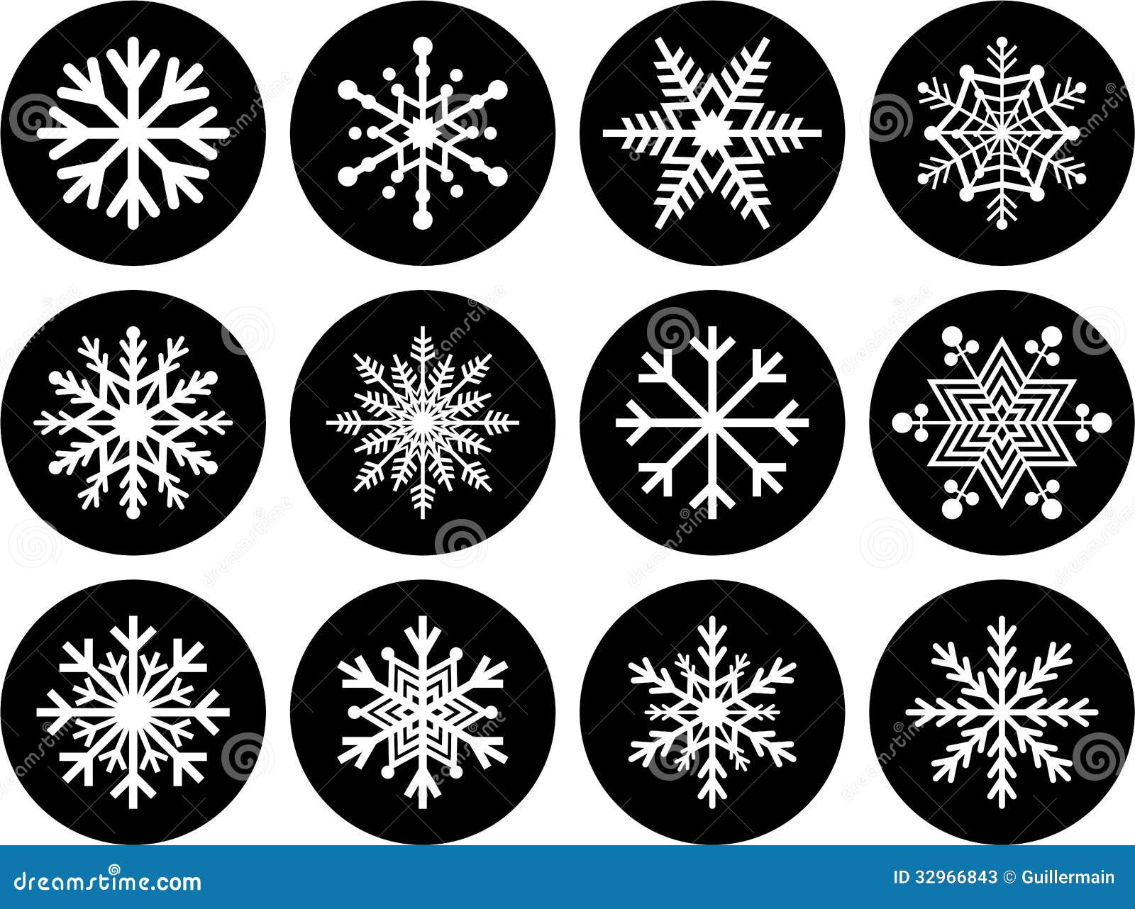Set of snowflake buttons stock vector. Illustration of snowflakes ...