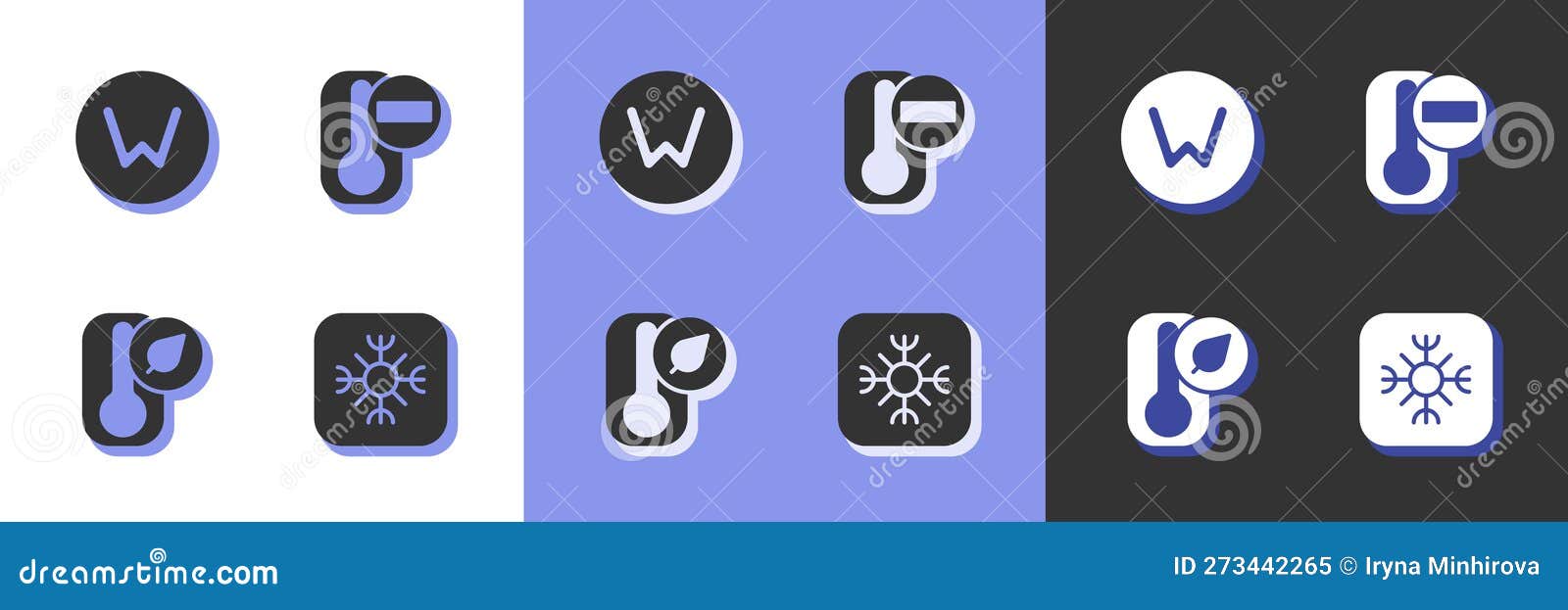 Set Snowflake, Compass North, Thermometer and Icon. Vector Stock ...