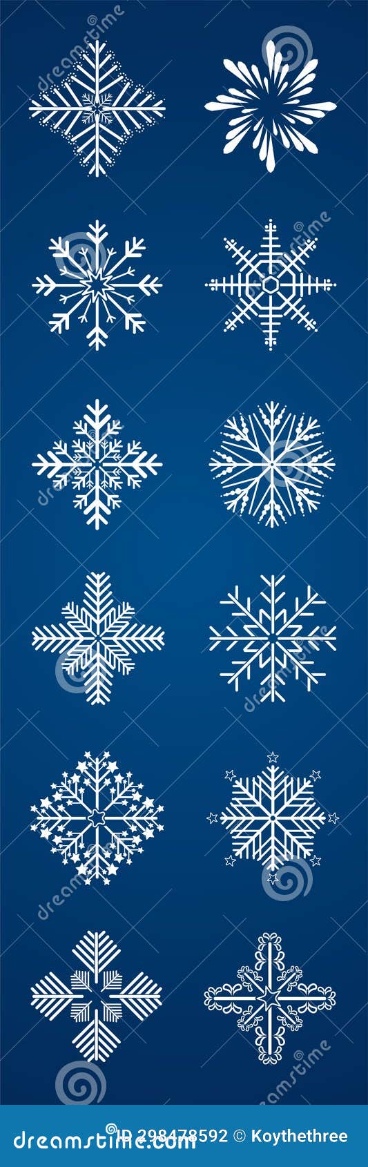 Set of Snowflake Group on Isolated Blue Background, Illustration ...