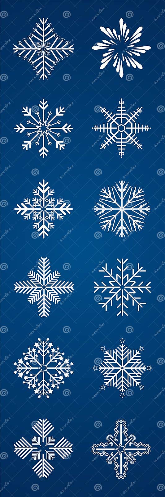 Set of Snowflake Group on Isolated Blue Background, Illustration ...