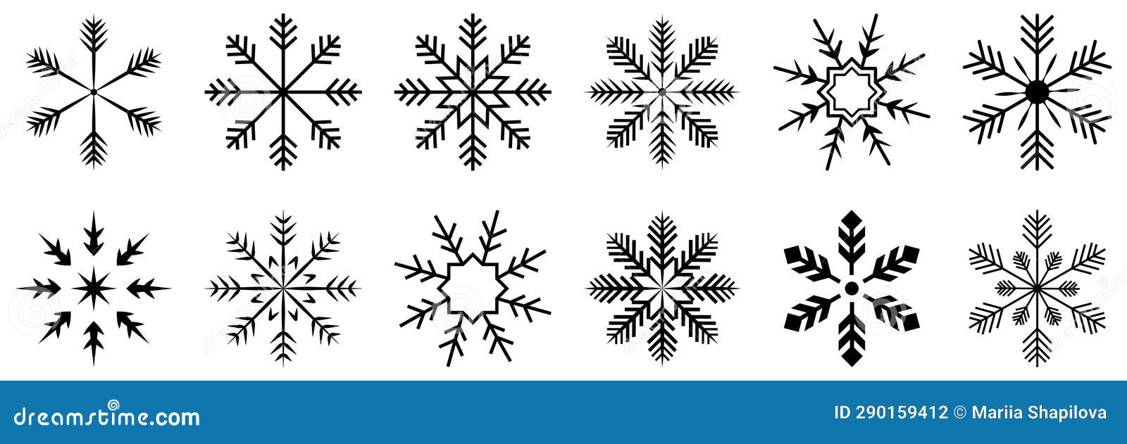 Set of snowflake icons stock vector. Illustration of vector - 290159412