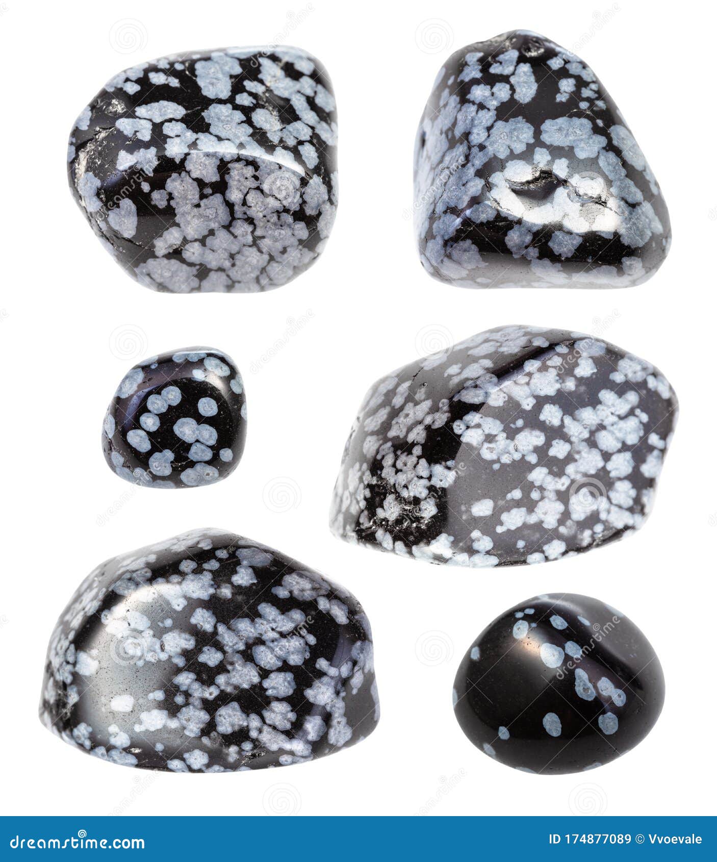 Set of Snowflake Obsidian Gemstones Isolated Stock Image - Image of ...