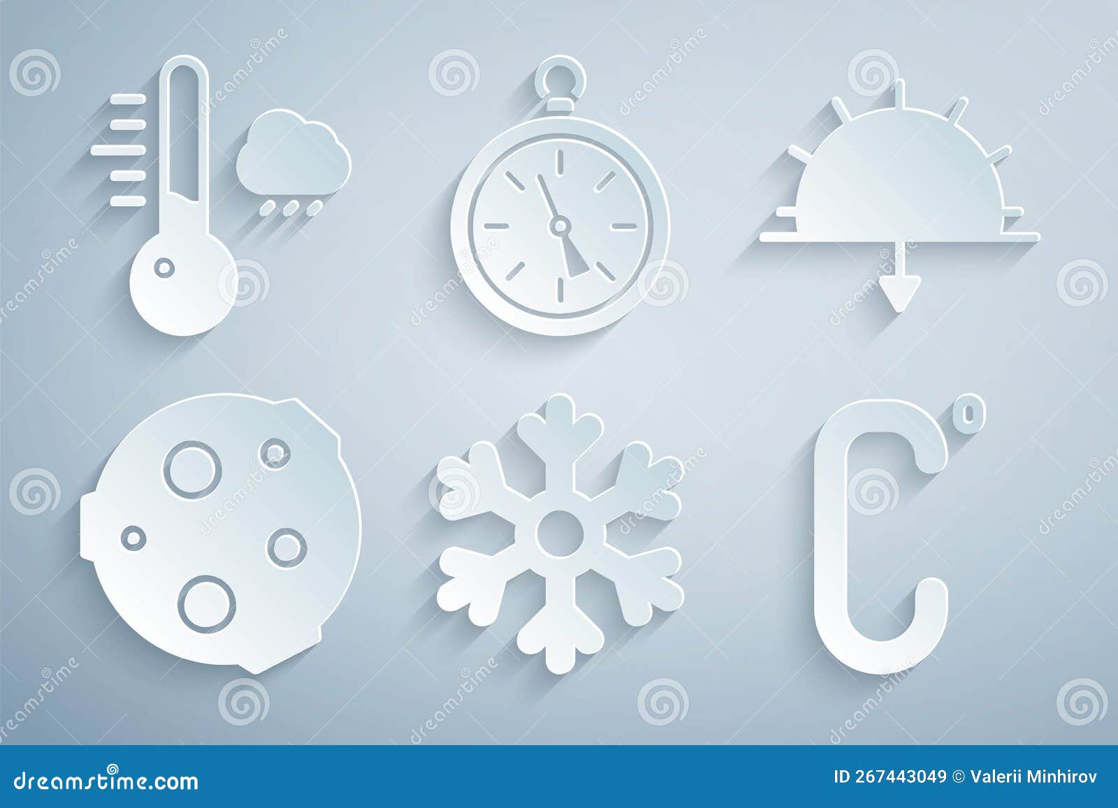 Set Snowflake, Sunset, Moon, Celsius, Compass and Meteorology ...