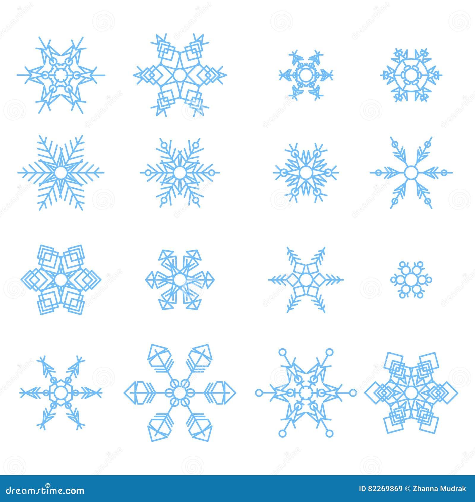 Set of Snowflakes Abstract Isolation, Winter Element for Design Stock ...