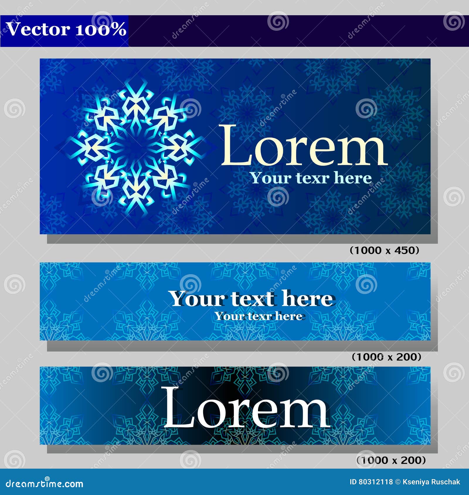 Set of Snowflakes Blue Header Stock Vector - Illustration of background ...