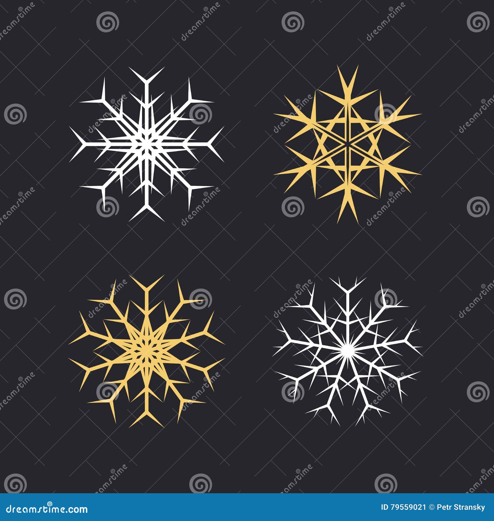 Set of Snowflakes Icon with Yellow and White. Stock Vector ...