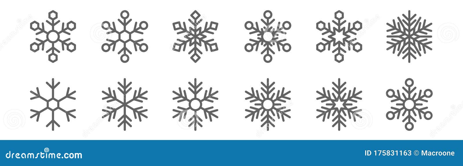 Set of 12 Snowflakes Icons. Outline Thin Line Icons Such As Snowflake ...