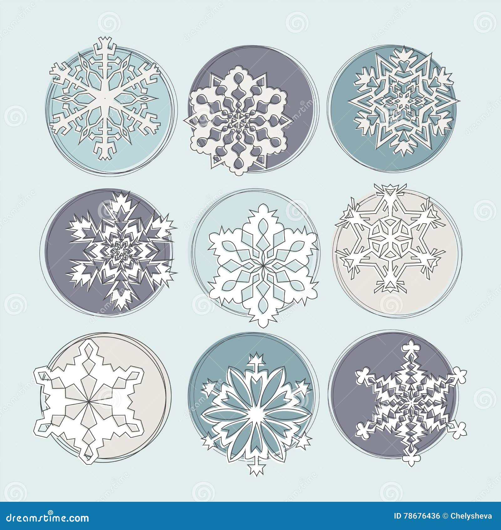 Set of Snowflakes in Retro Style for Your Design Stock Vector ...