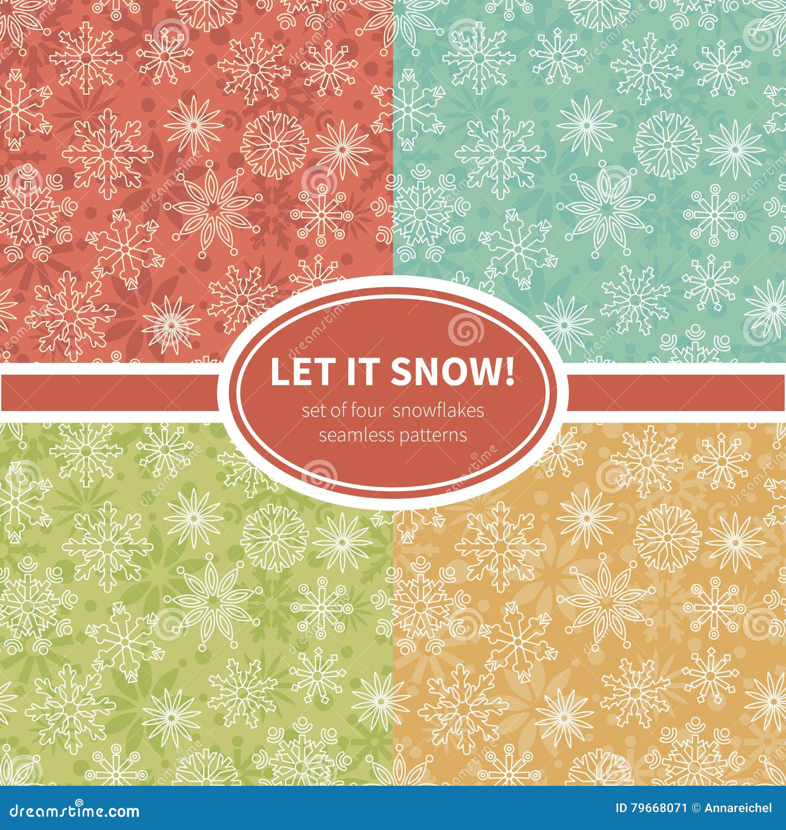 Set of Snowflakes Seamless Patterns Stock Vector - Illustration of ...