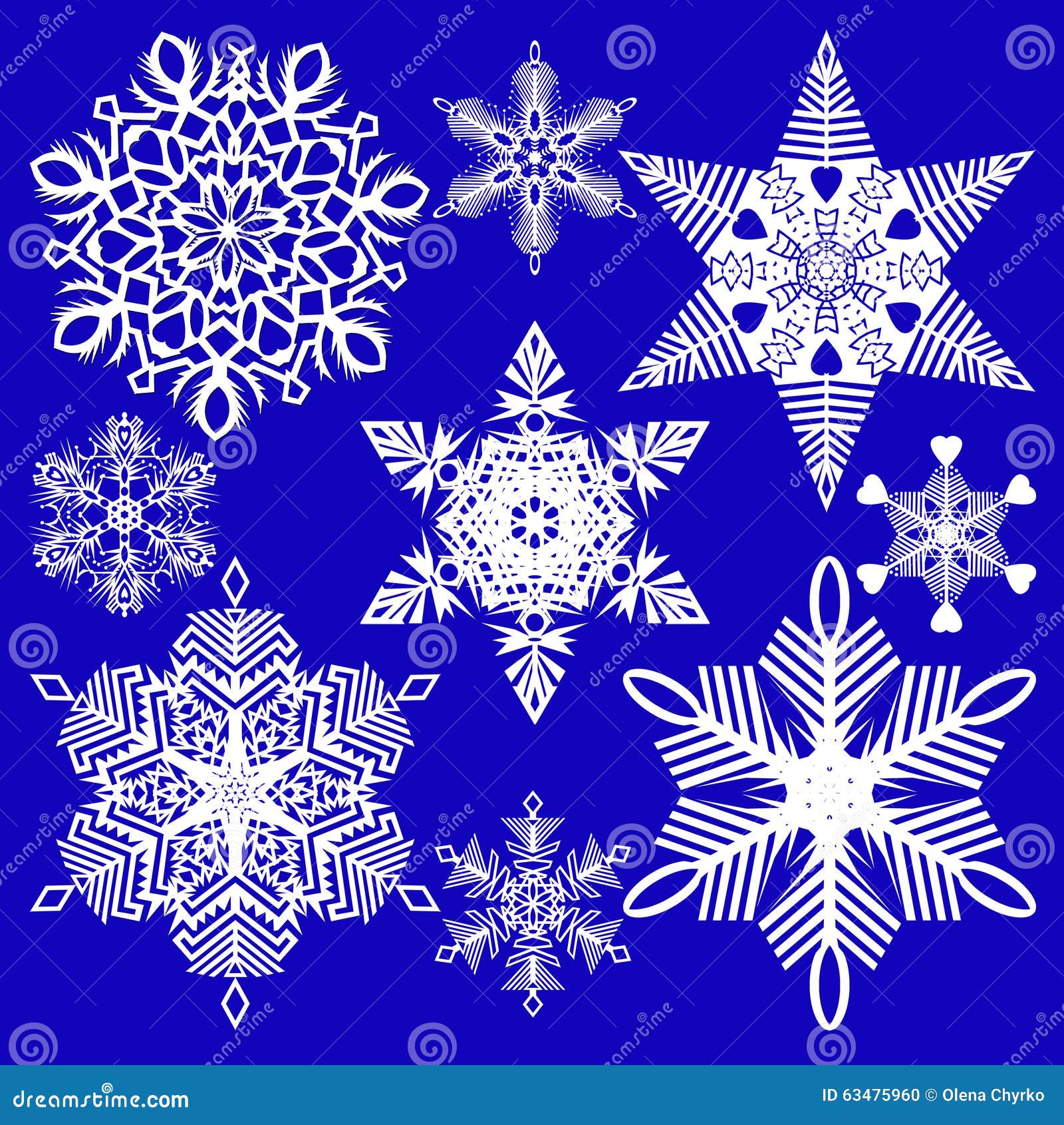 Set of snowflakes stock illustration. Illustration of beautiful - 63475960