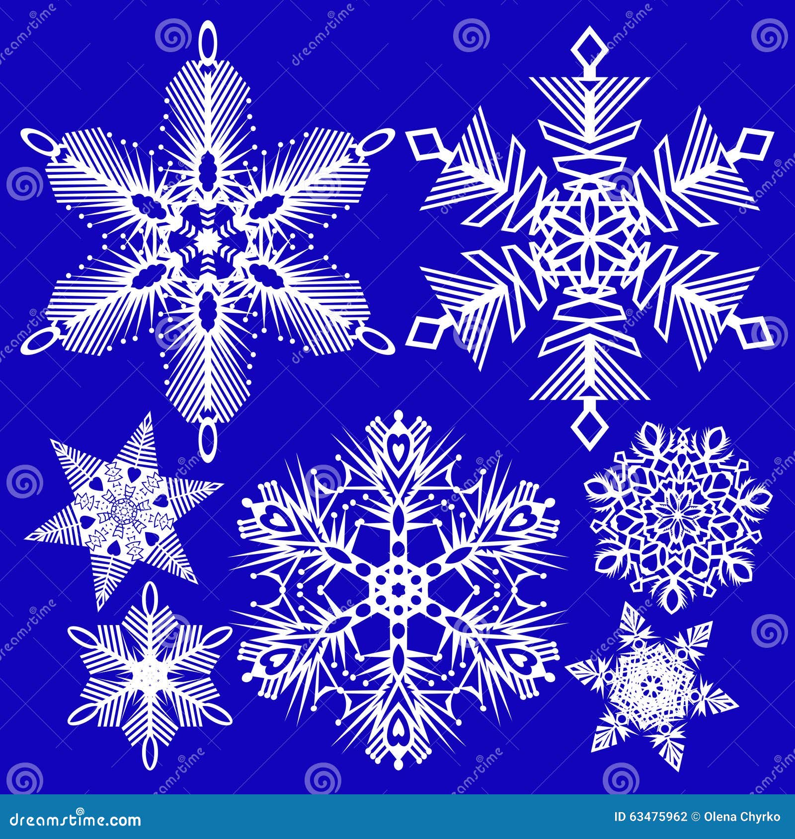 Set of snowflakes stock illustration. Illustration of crystal - 63475962