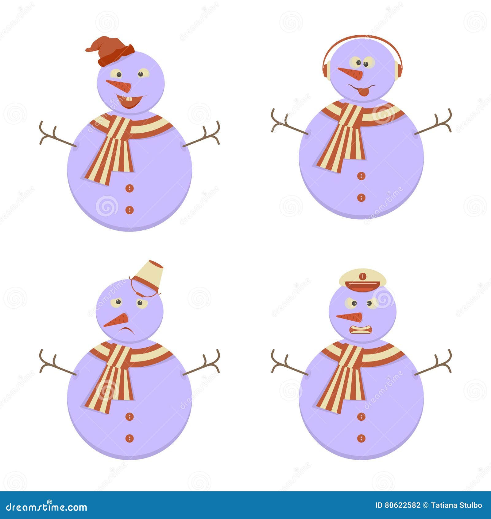Set of Snowmans stock vector. Illustration of snowman - 80622582