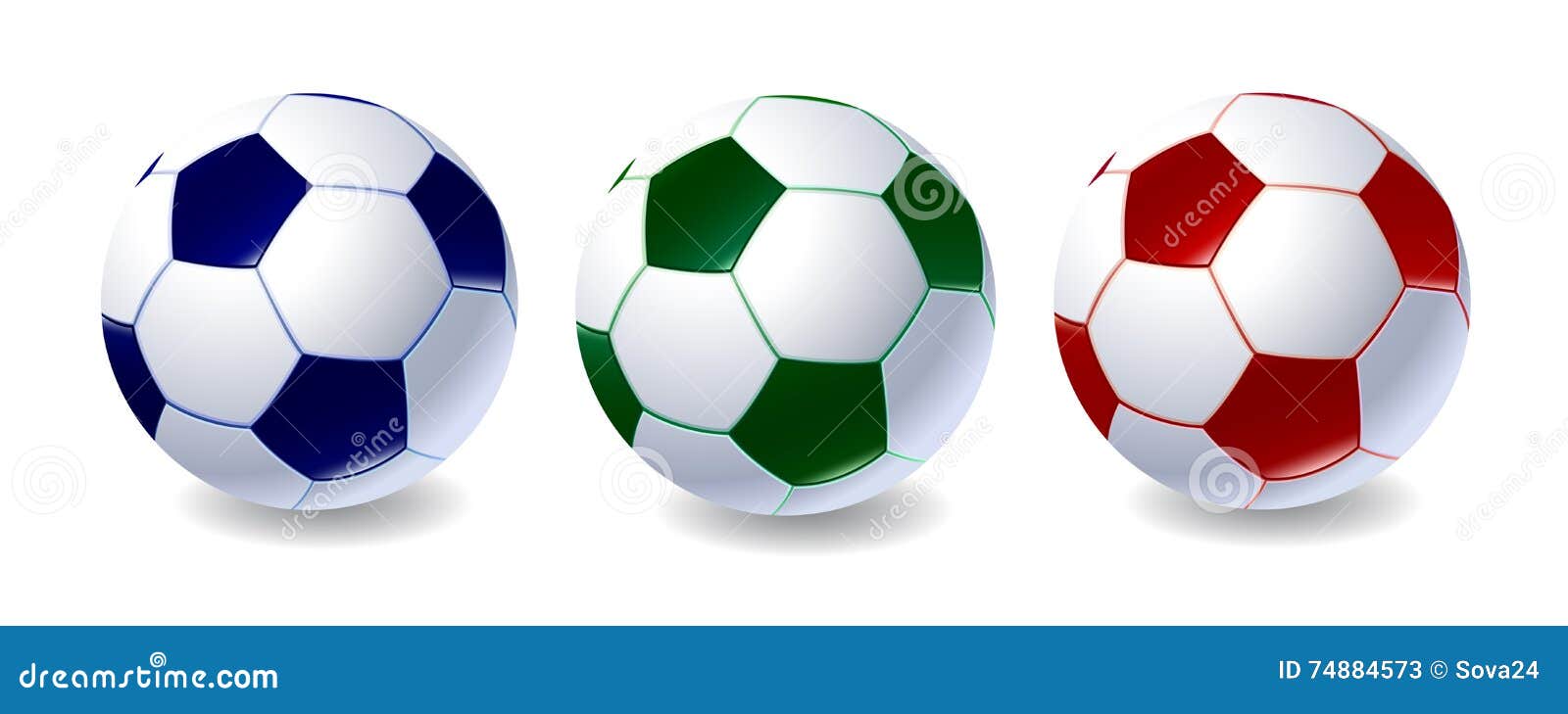 Set of Soccer Balls of Different Colors Stock Vector - Illustration of ...