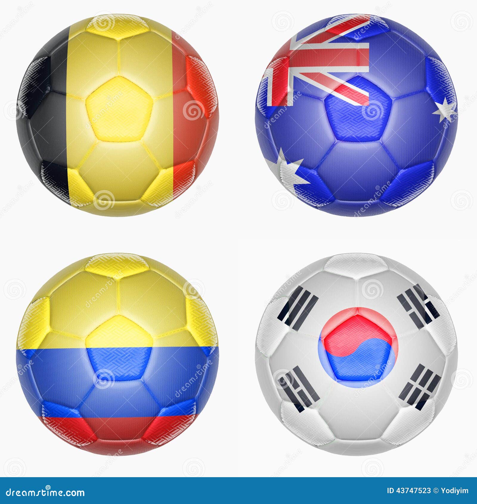 Set of Soccer Balls Mapping with Country Flags Stock Illustration ...