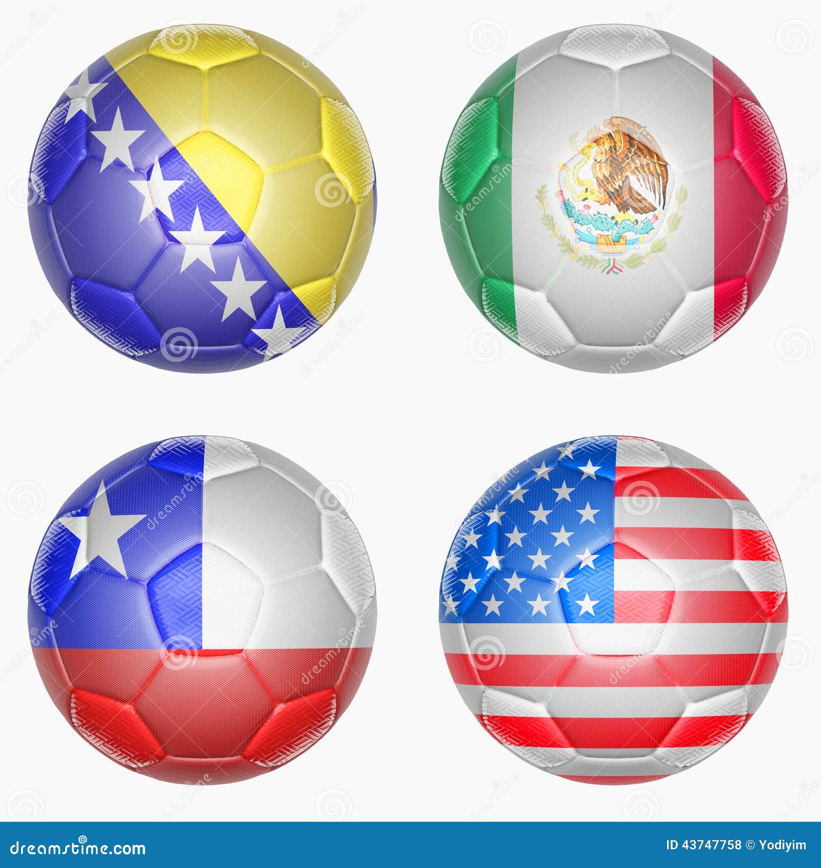 Set of Soccer Balls Mapping with Country Flags Stock Illustration ...