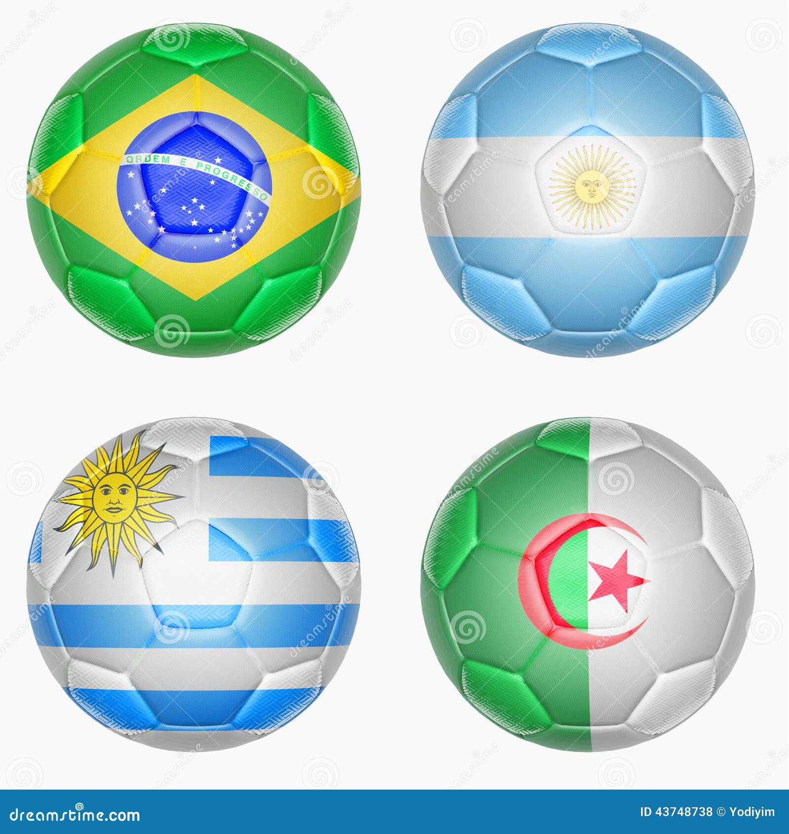 Set of Soccer Balls Mapping with Country Flags Stock Illustration ...