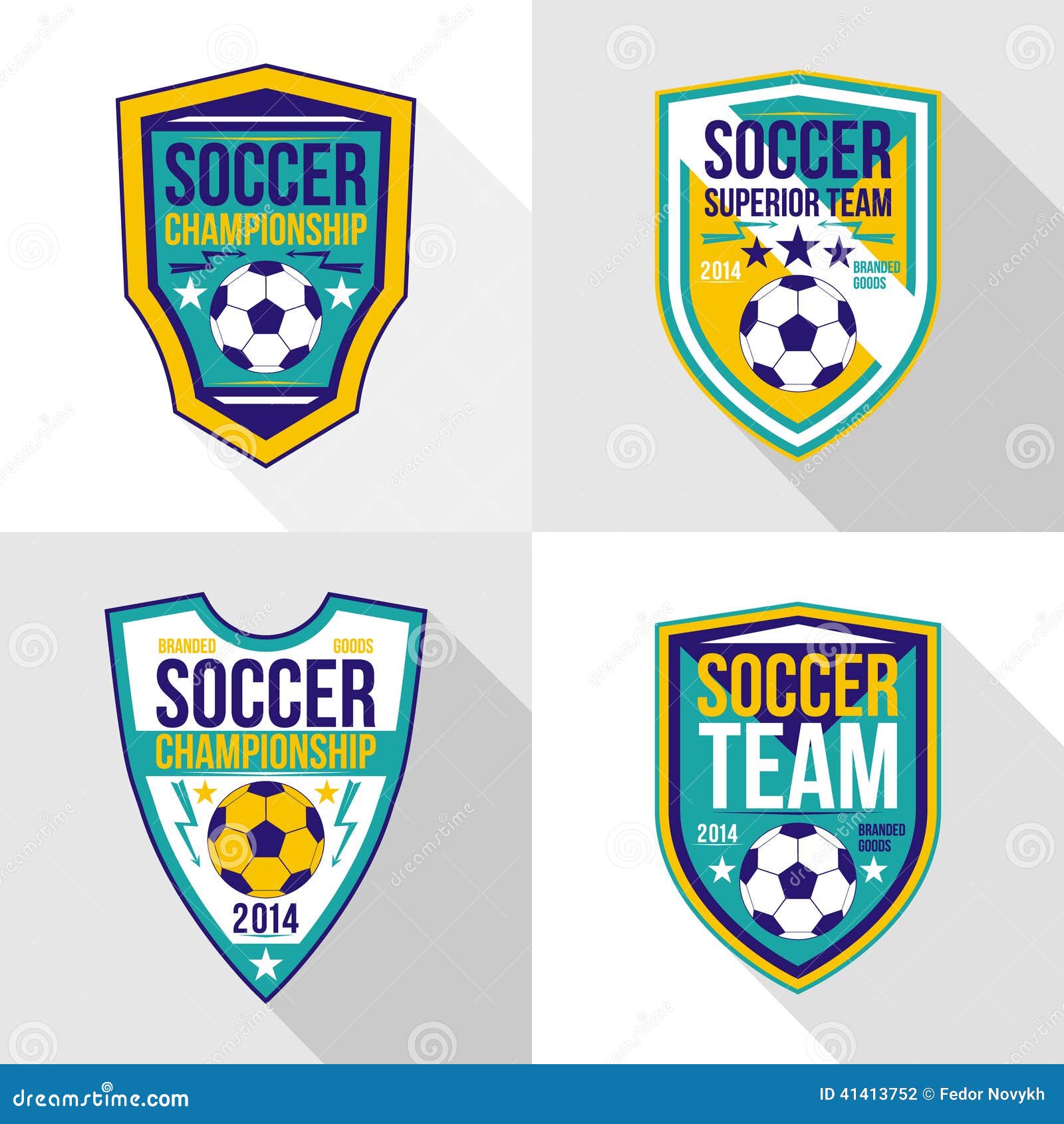Set of Soccer Championship Emblems Stock Vector - Illustration of ball ...