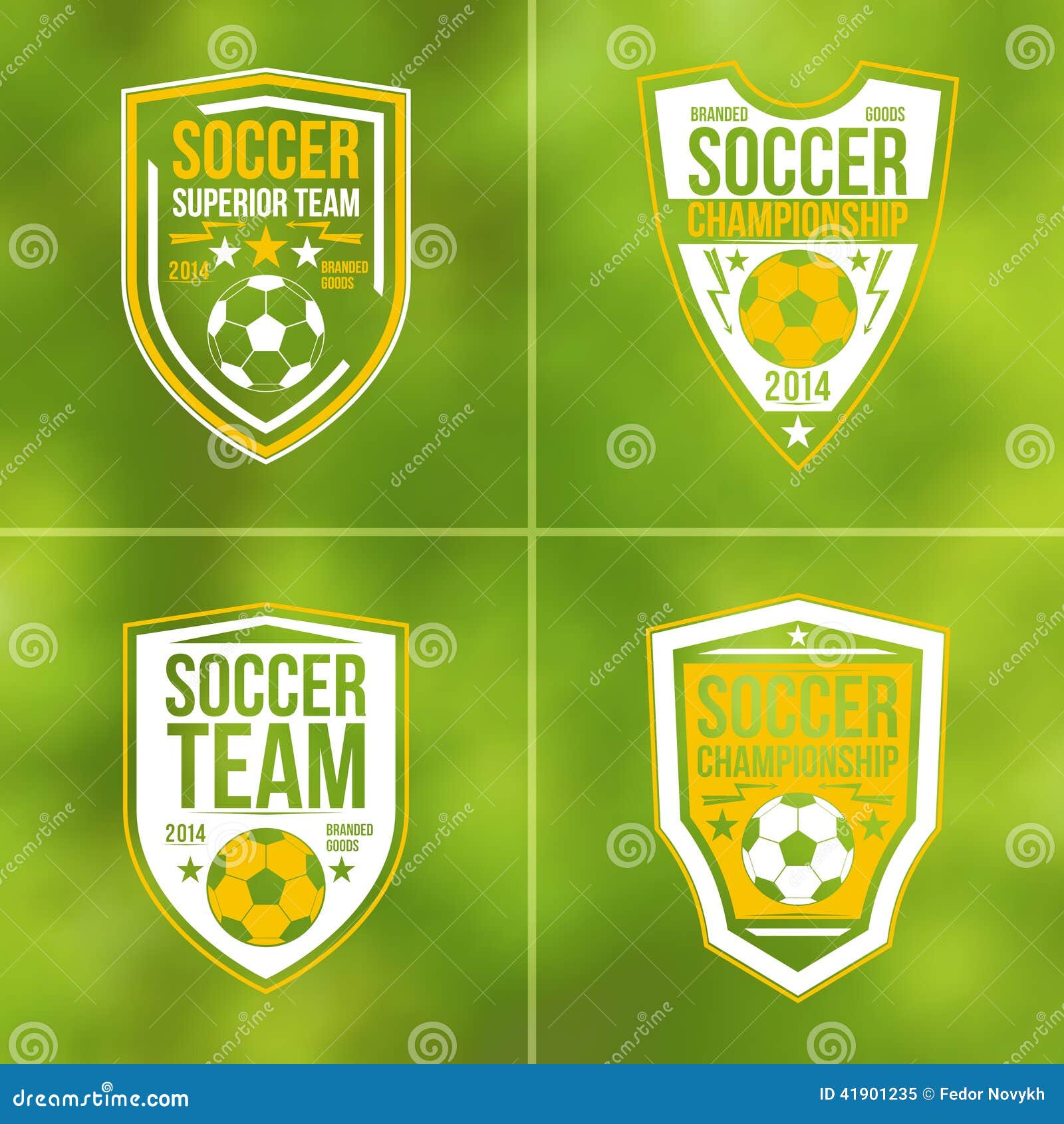 Set of Soccer Championship Flat Emblems Stock Vector - Illustration of ...