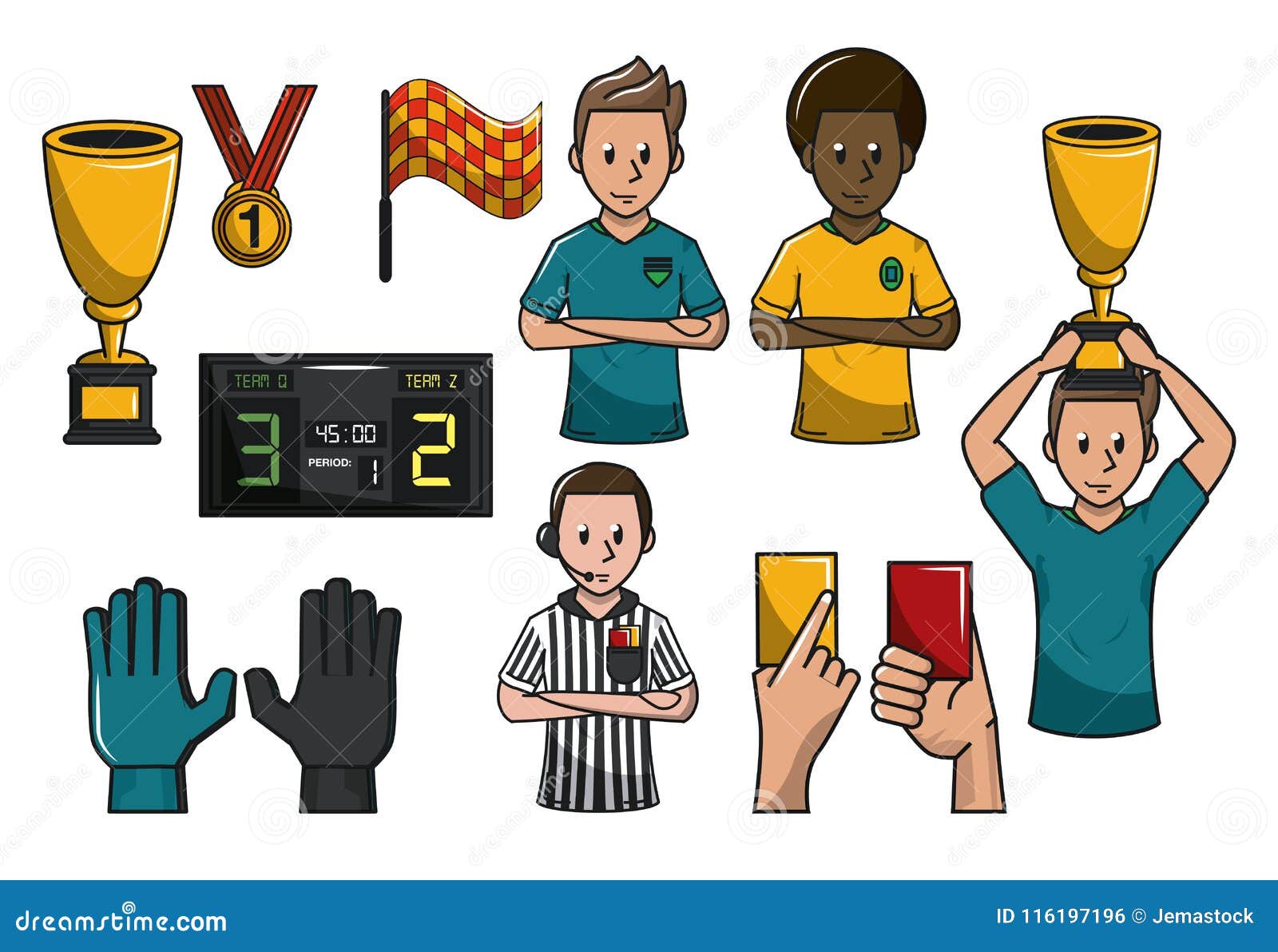 Set of soccer elements stock vector. Illustration of recreation - 116197196