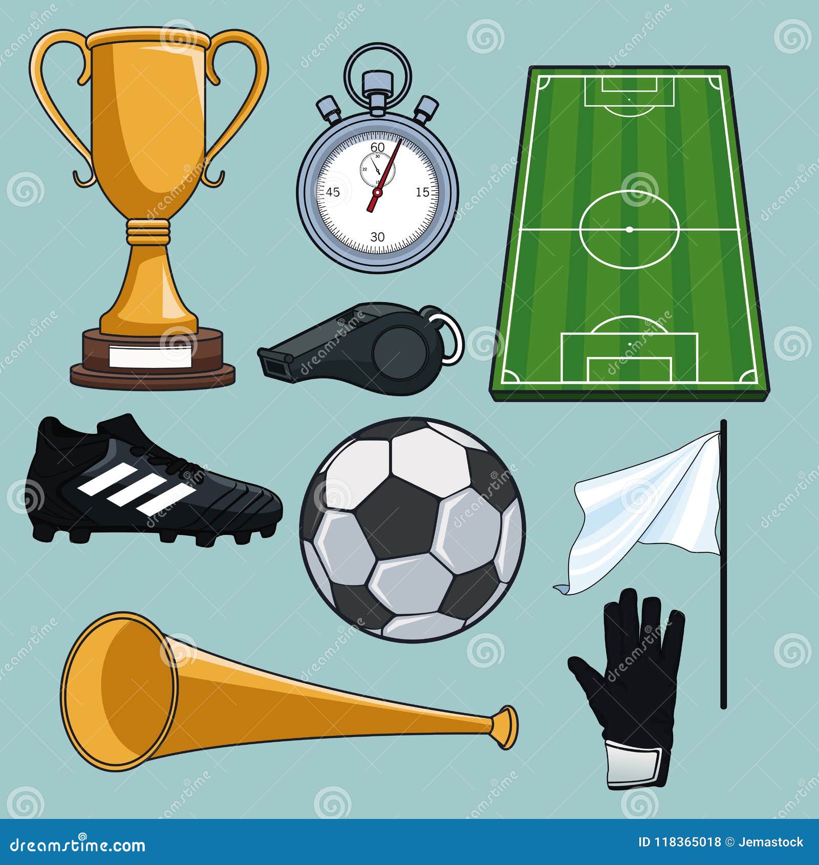 Set of soccer elements editorial stock photo. Illustration of field ...