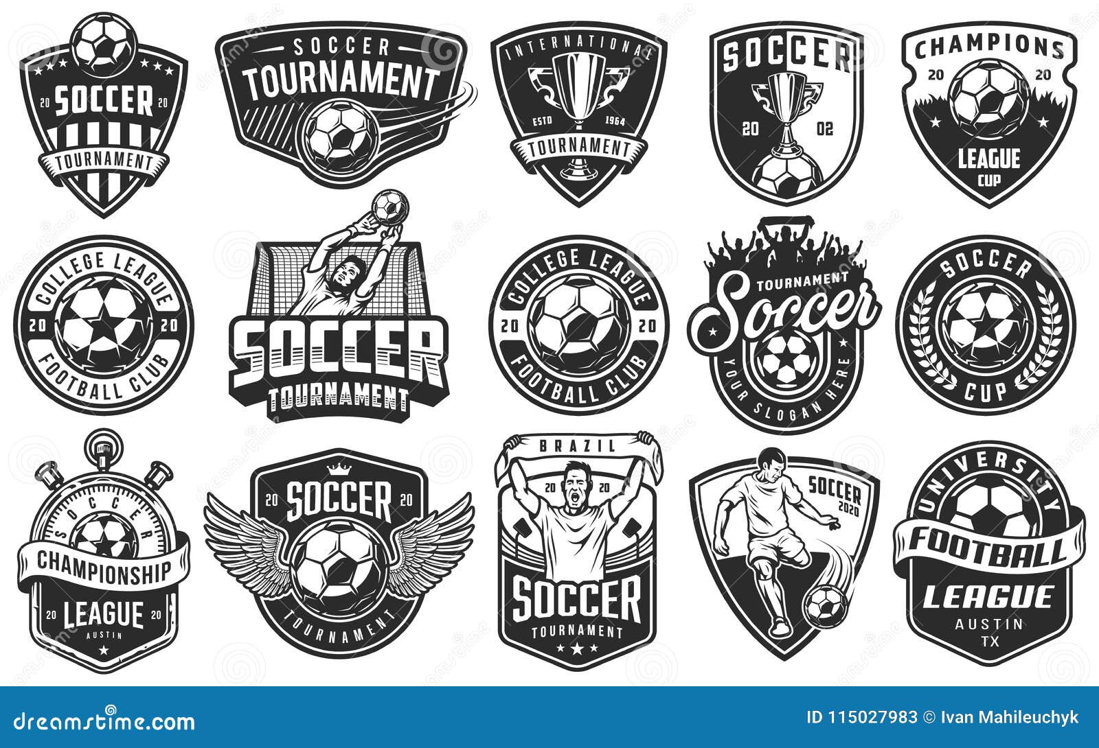Set of soccer emblems stock vector. Illustration of label - 115027983