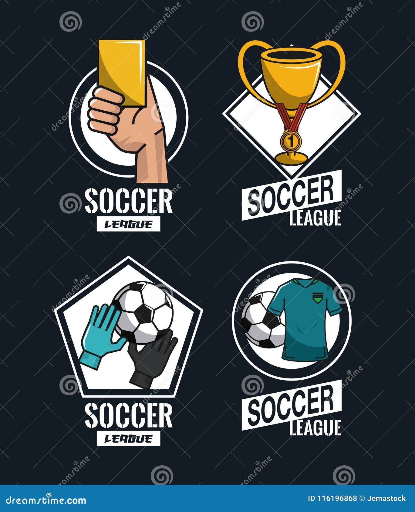 Set of soccer emblems stock vector. Illustration of stadium - 116196868