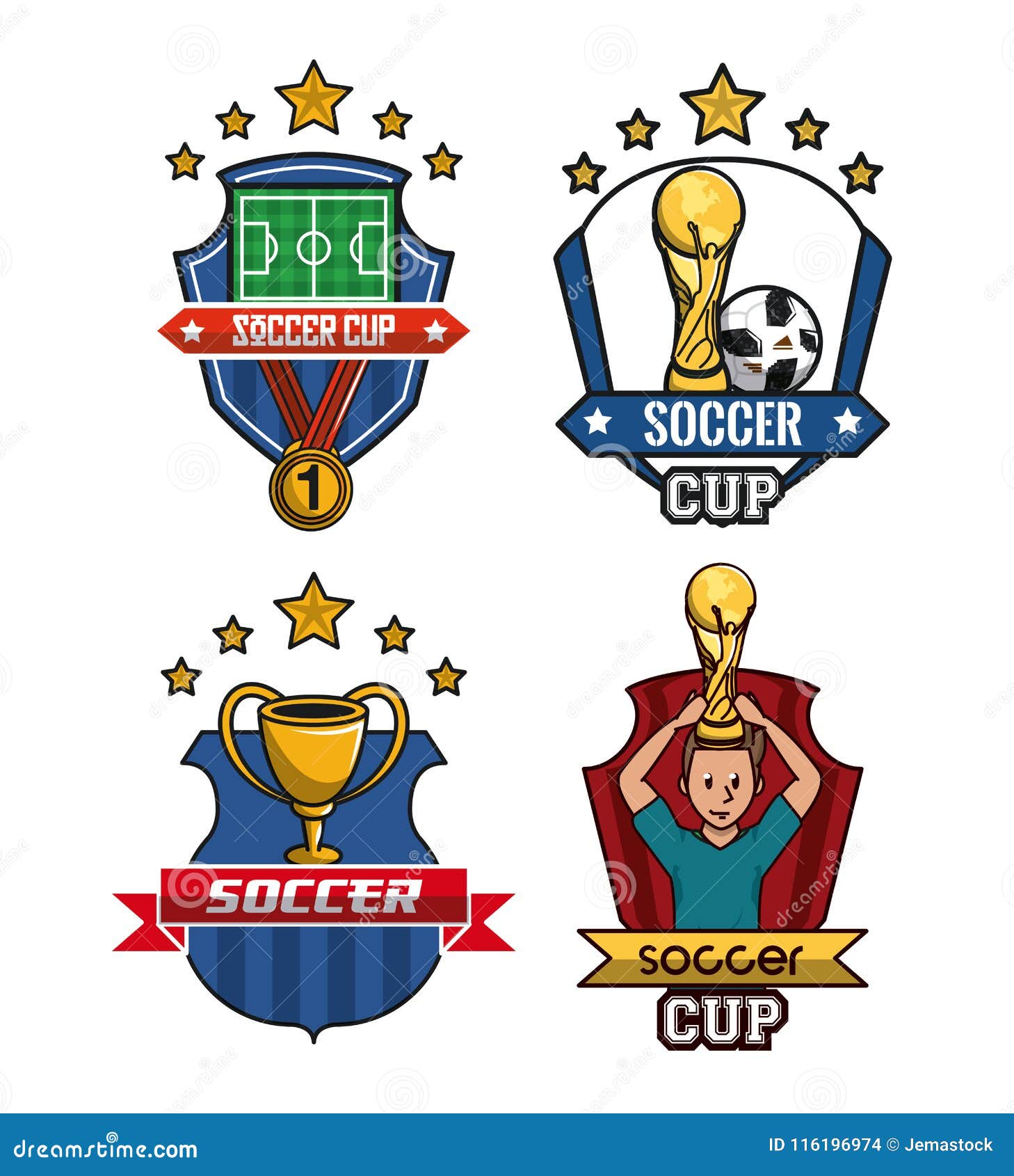 Set of soccer emblems stock vector. Illustration of success - 116196974