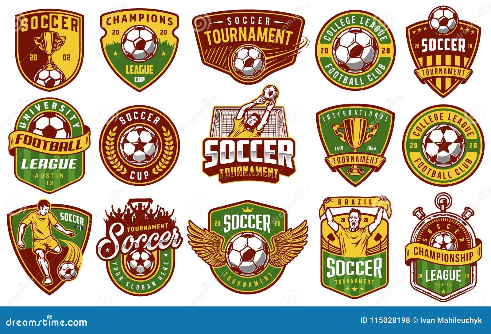 Set of soccer emblems stock vector. Illustration of award - 115028198